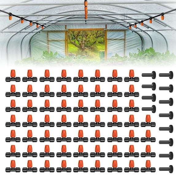 60 Pcs Push-to-Fit Drip Irrigation Spray Emitters with Adjustable 360 ...