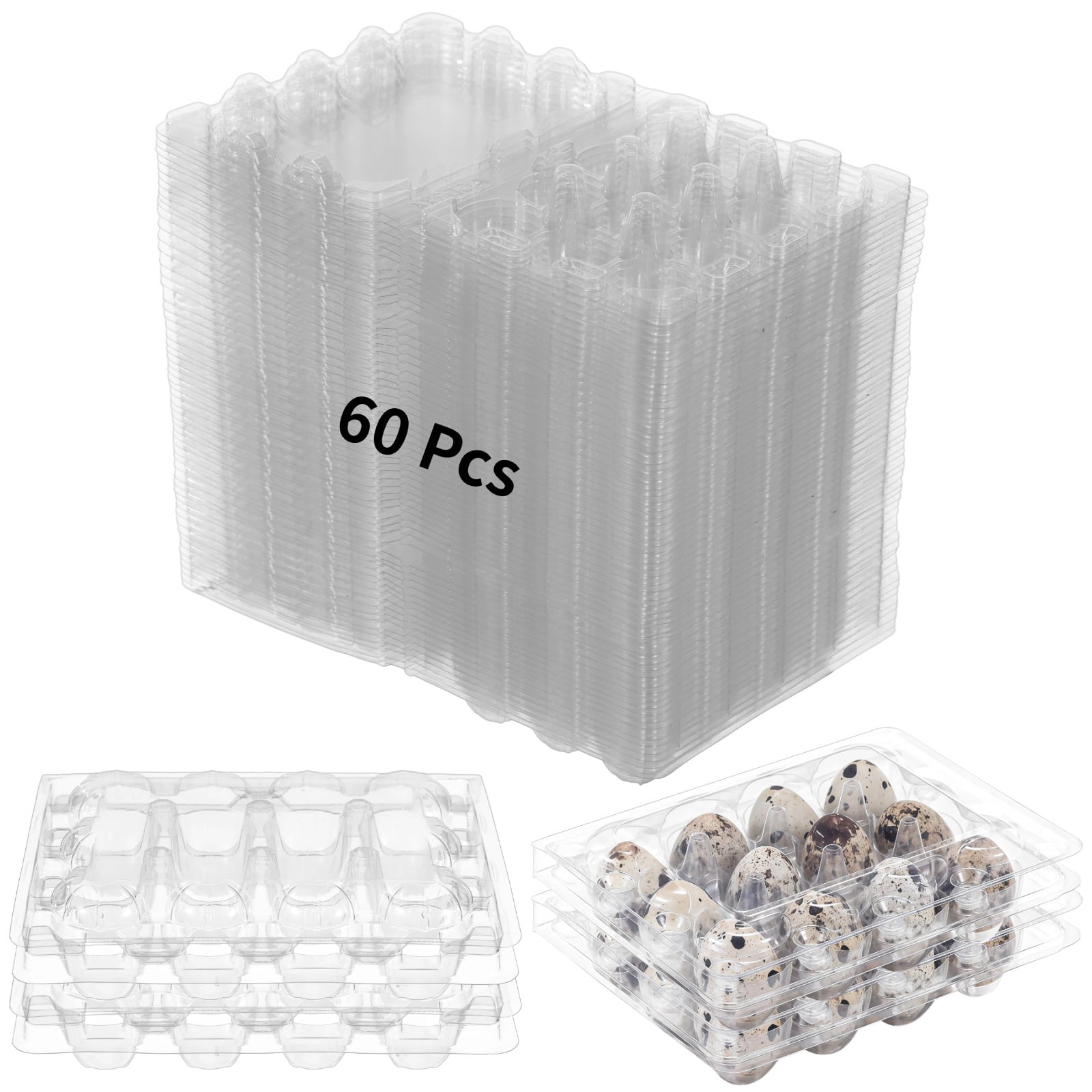 60 Pcs Quail Egg Cartons, 12-slot Plastic Quail Egg Trays, Clear ...