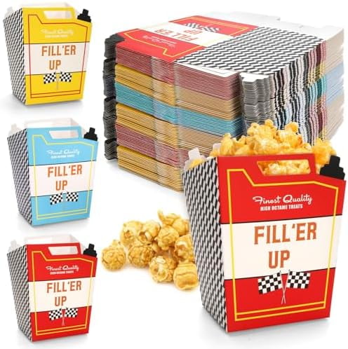 60 Pcs Race Car Fuel Can Popcorn Treat Boxes, Racing Birthday Party ...