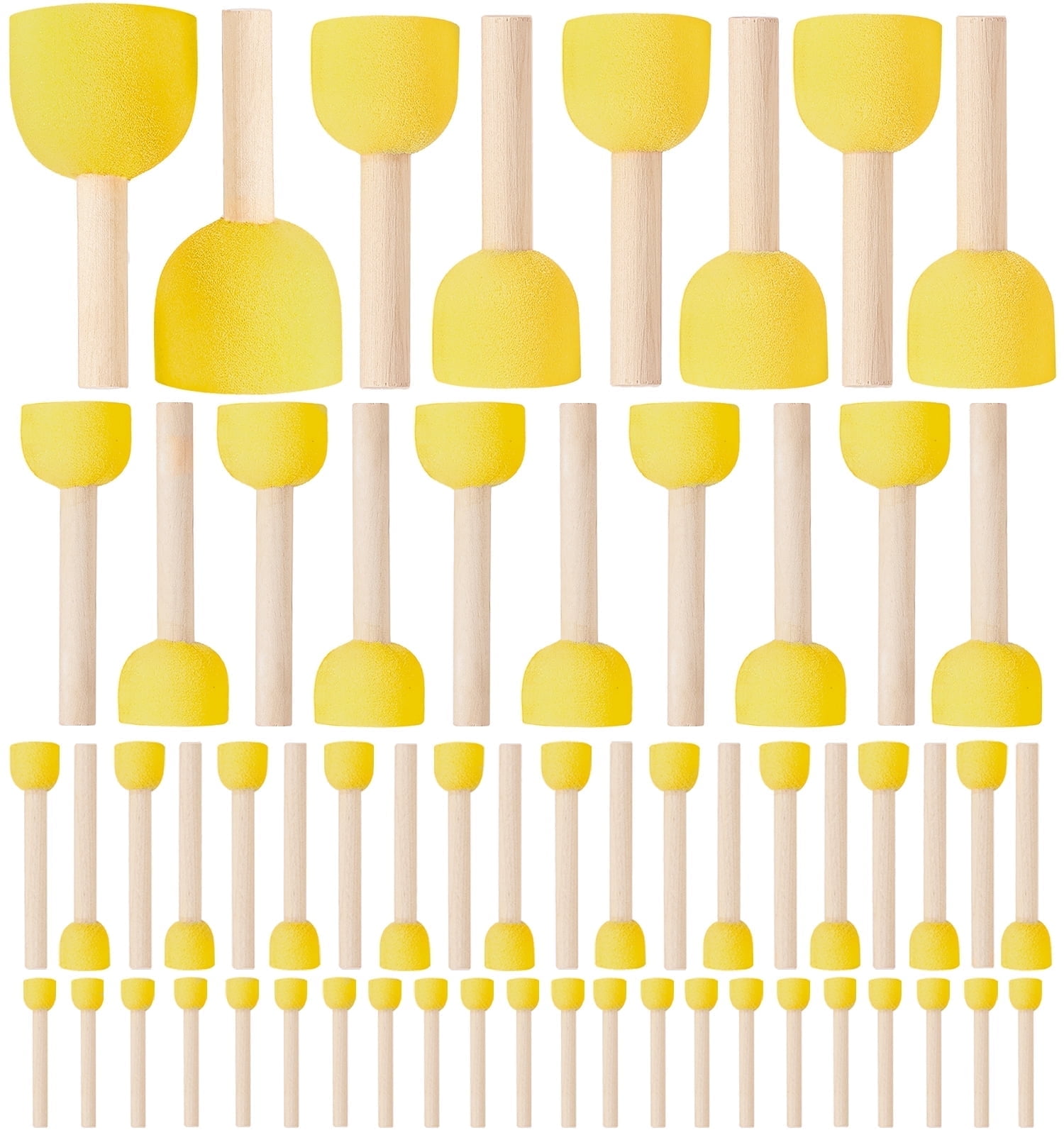 MOZEEDA 60 Pcs Round Sponge Paint Brushes, 4 Sizes, Acrylic Painting ...