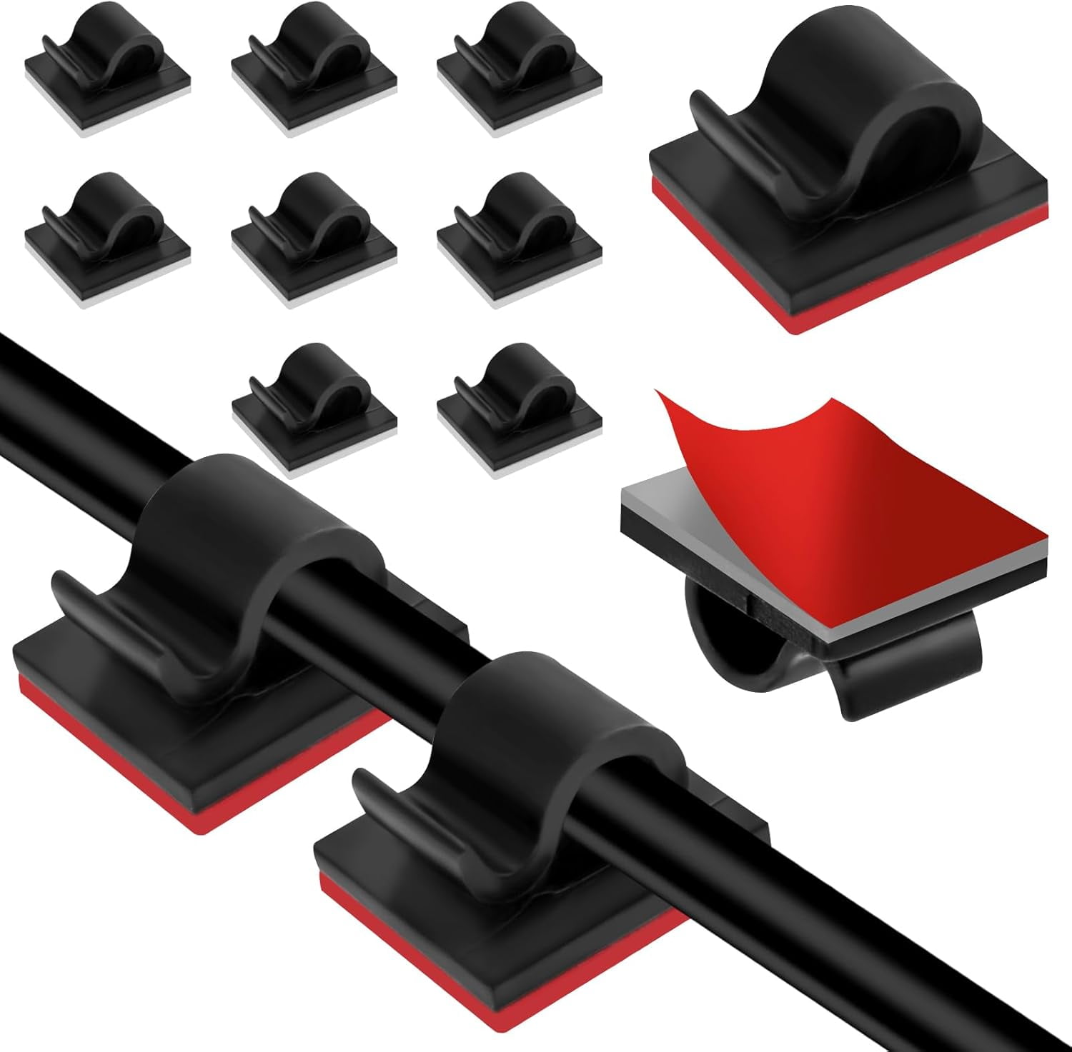60 Pcs Self Adhesive Cable Clips Black Wire Clips for Cables Cable ...