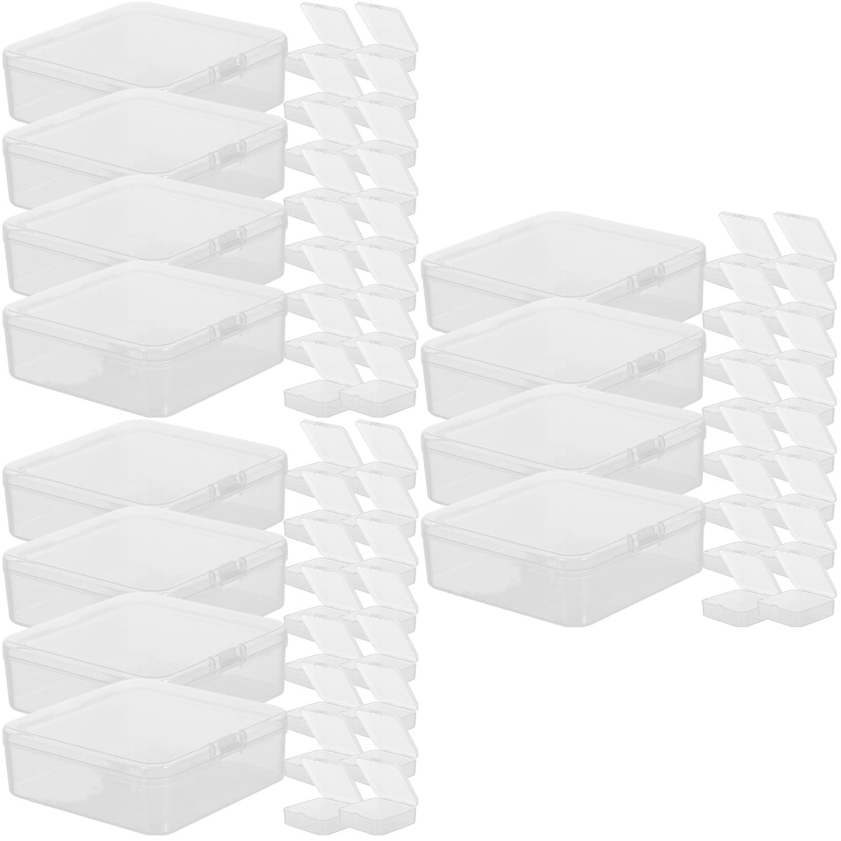 60 Pcs Small Clear Plastic Box Small Bead Boxes Plastic Crafts Storage ...