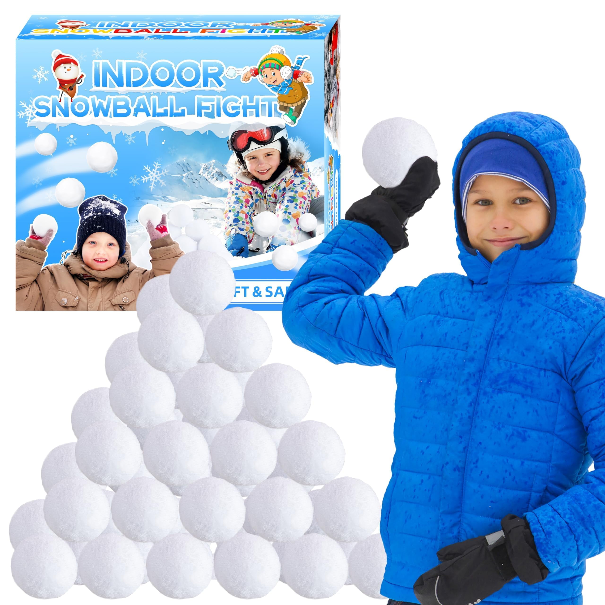 60 Pcs Snow Toy Balls for Kids Indoor, Soft Fake Snowball Plush ...