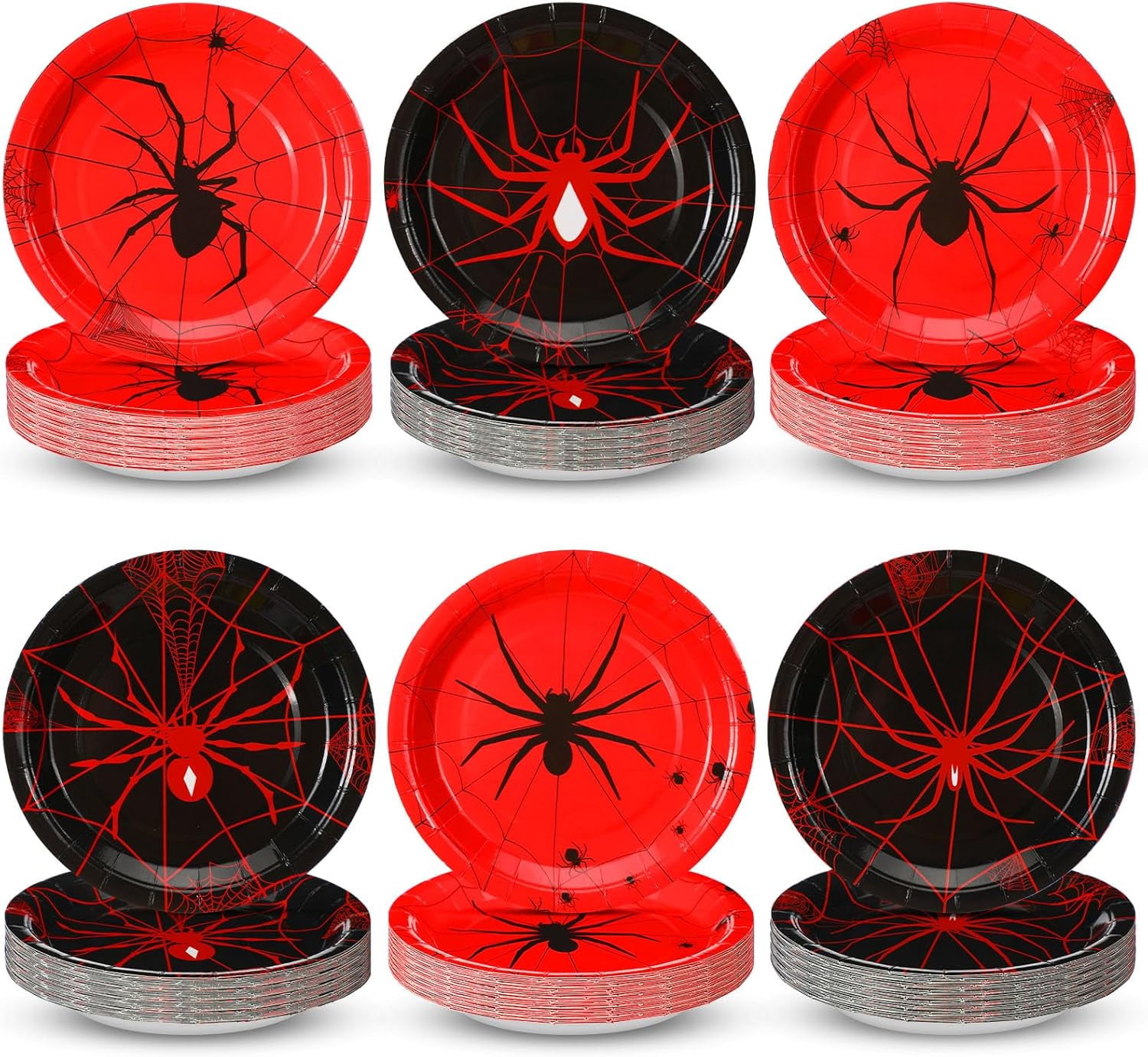 PHYSUN-60 Pcs Spider Paper Plates Bulk 7 Inches Disposable Round ...