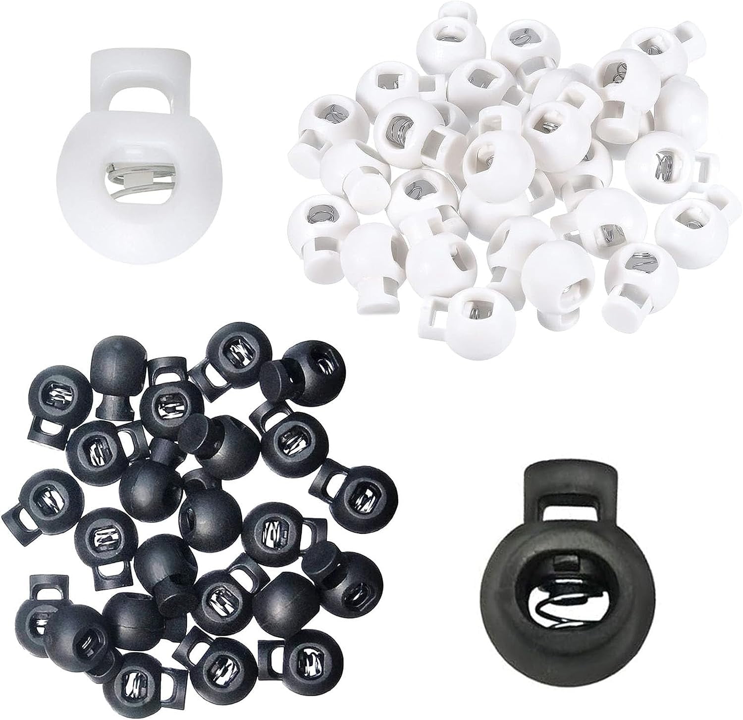 60 Pcs Spring Cord Locks for Drawstrings, Single Hole Spring Cord Locks ...