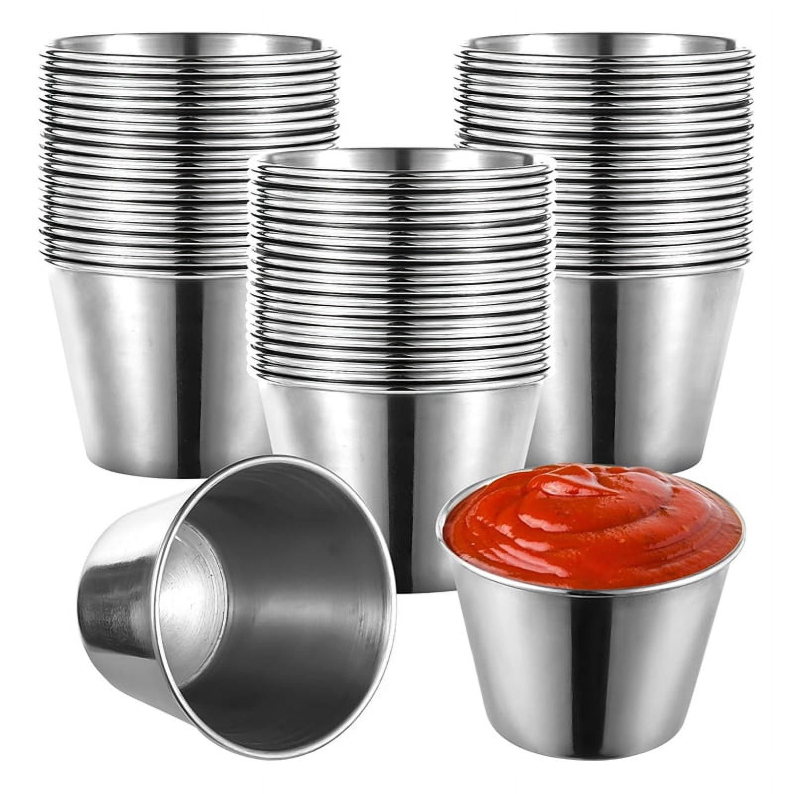 60 Pcs Stainless Steel Sauce Cups, 2.2oz Stainless Steel Dipping Sauce ...