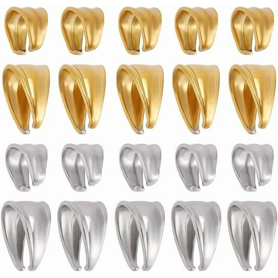 60 Pcs Sturdy Snap on Bails 4 Styles 304 Stainless Steel Folding Donut ...