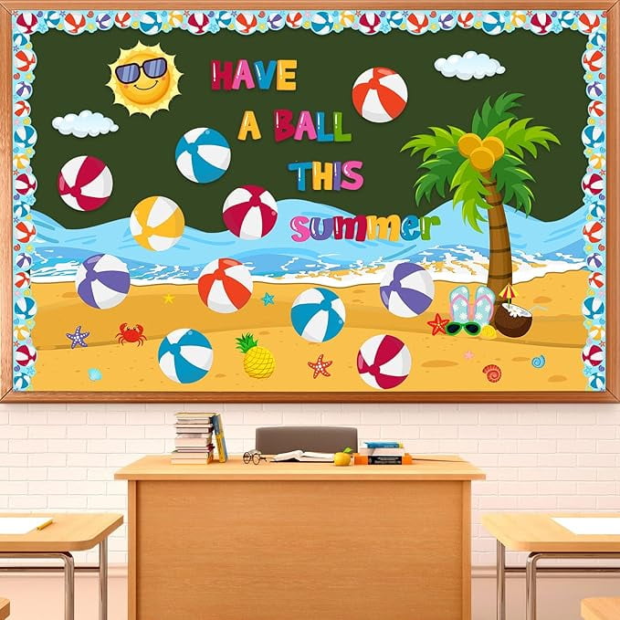 60 Pcs Summer Bulletin Board Decorations Set Summer Beach Ball ...