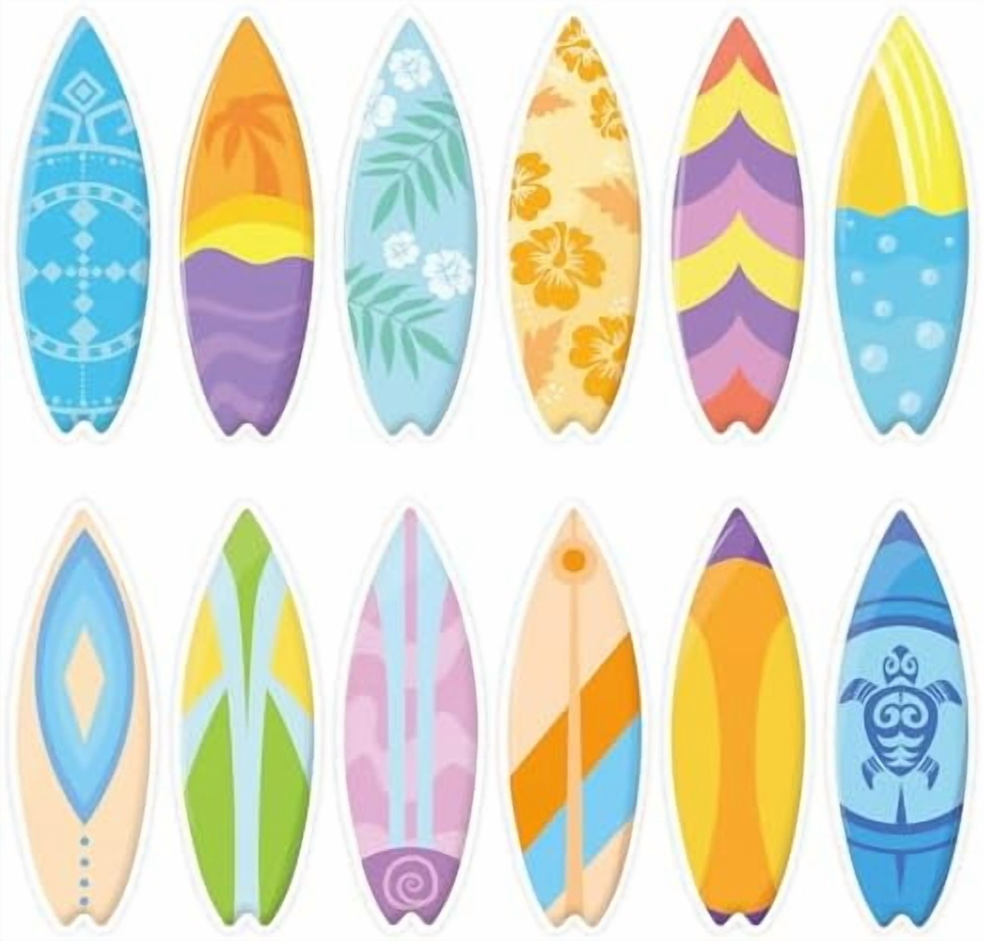 60 Pcs Surfboard Cutouts with Glue Points, Hawaii Summer Paper Cut Outs ...