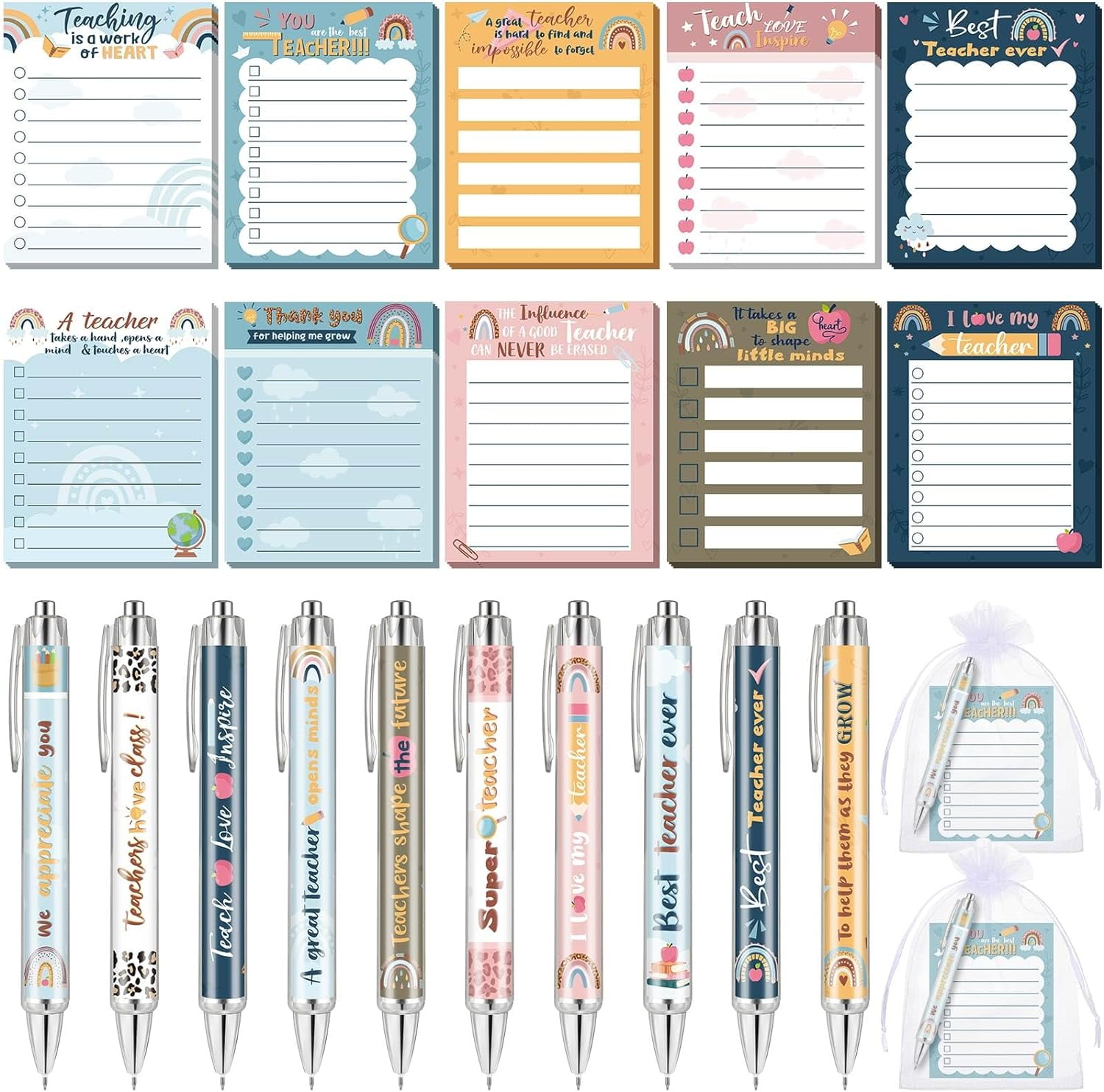 60 Pcs Teacher Appreciation Gifts Set Cute Teacher Sticky Notes Teacher ...