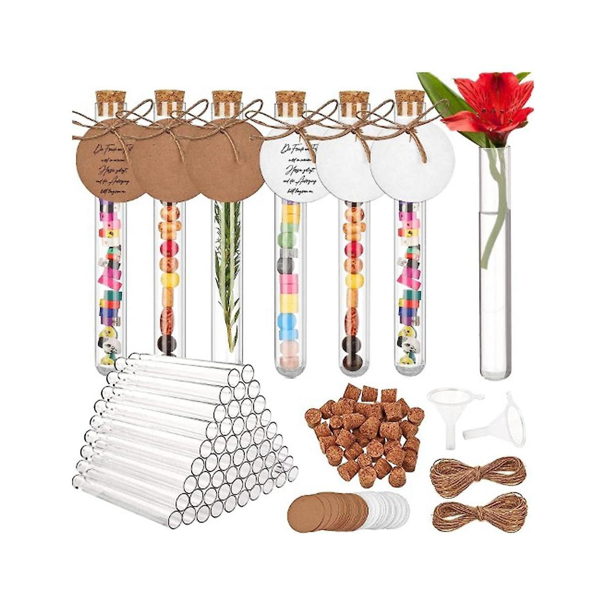 60 Pcs Test Tube With Cork, 16X150mm(20Ml), Plastic Test Tubes With ...