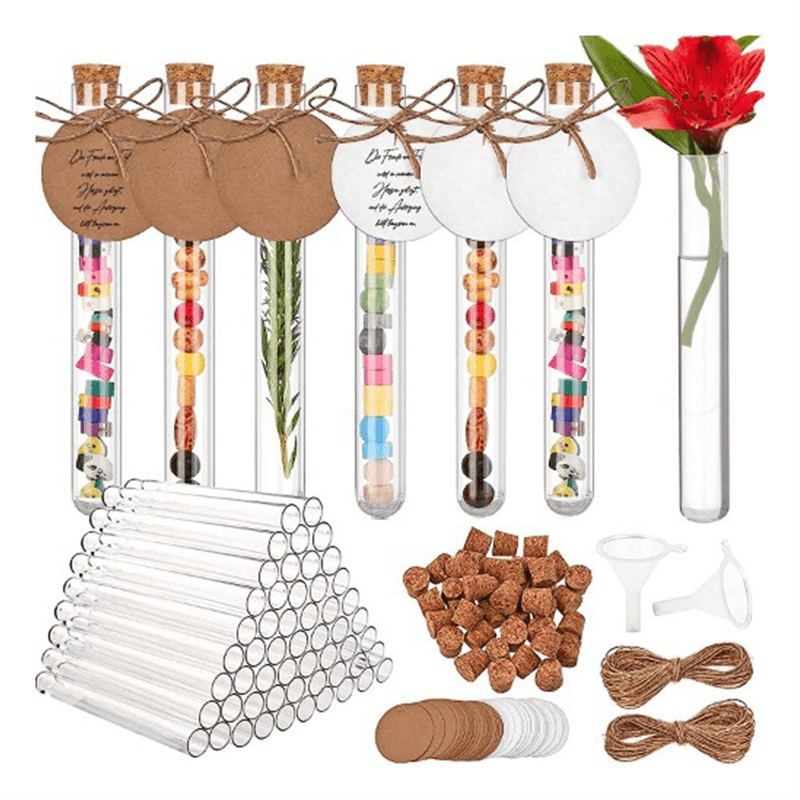 60 Pcs Test Tube With Cork, 16X150mm(20Ml), Plastic Tubes Kraft Paper ...
