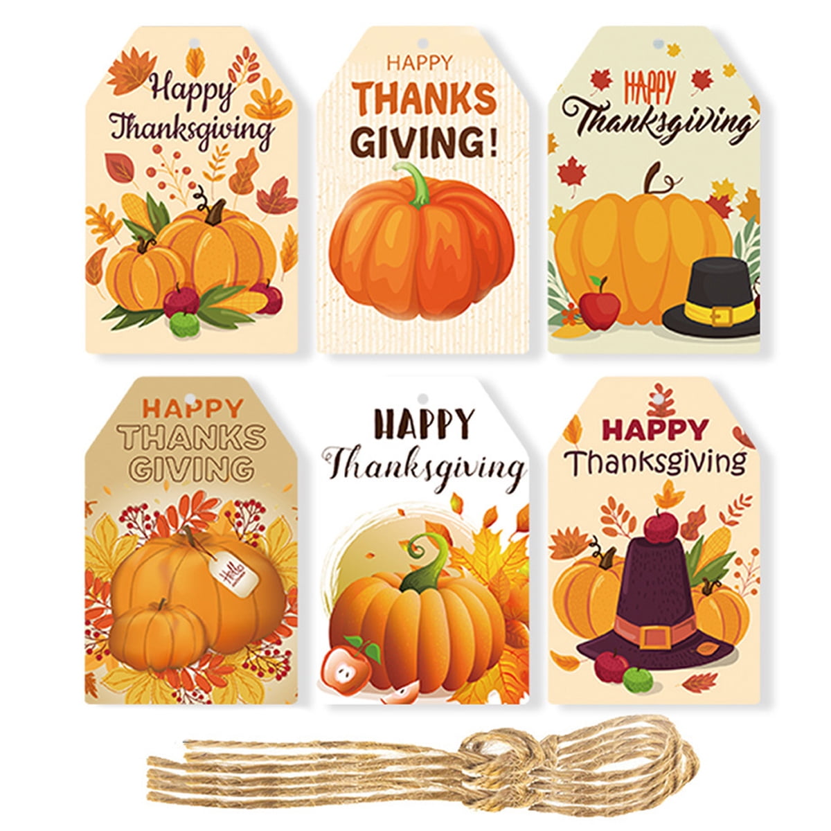 60 Pcs Thanksgiving Autumn Gift Tags Happy Thanksgiving Day Pumpkin ...