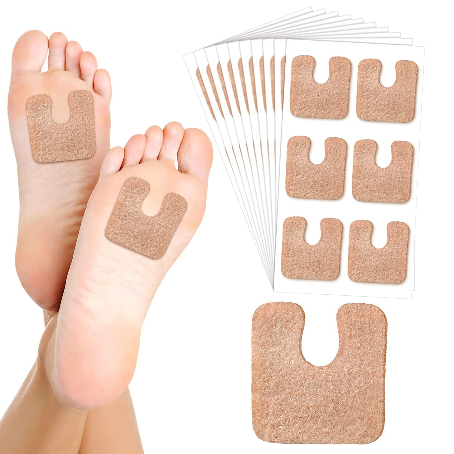 60 Pcs U Shaped Felt Callus Pads Metatarsal Pads Forefoot Foot Pads ...