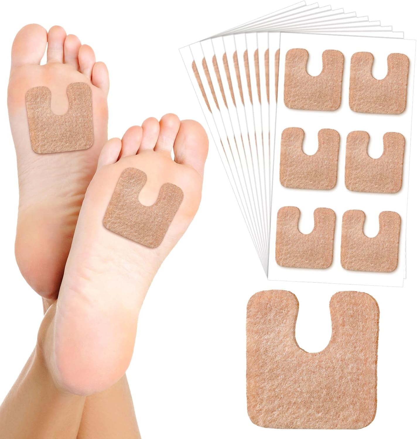 60 Pcs U Shaped Felt Callus Pads Metatarsal Pads Forefoot Foot Pads ...