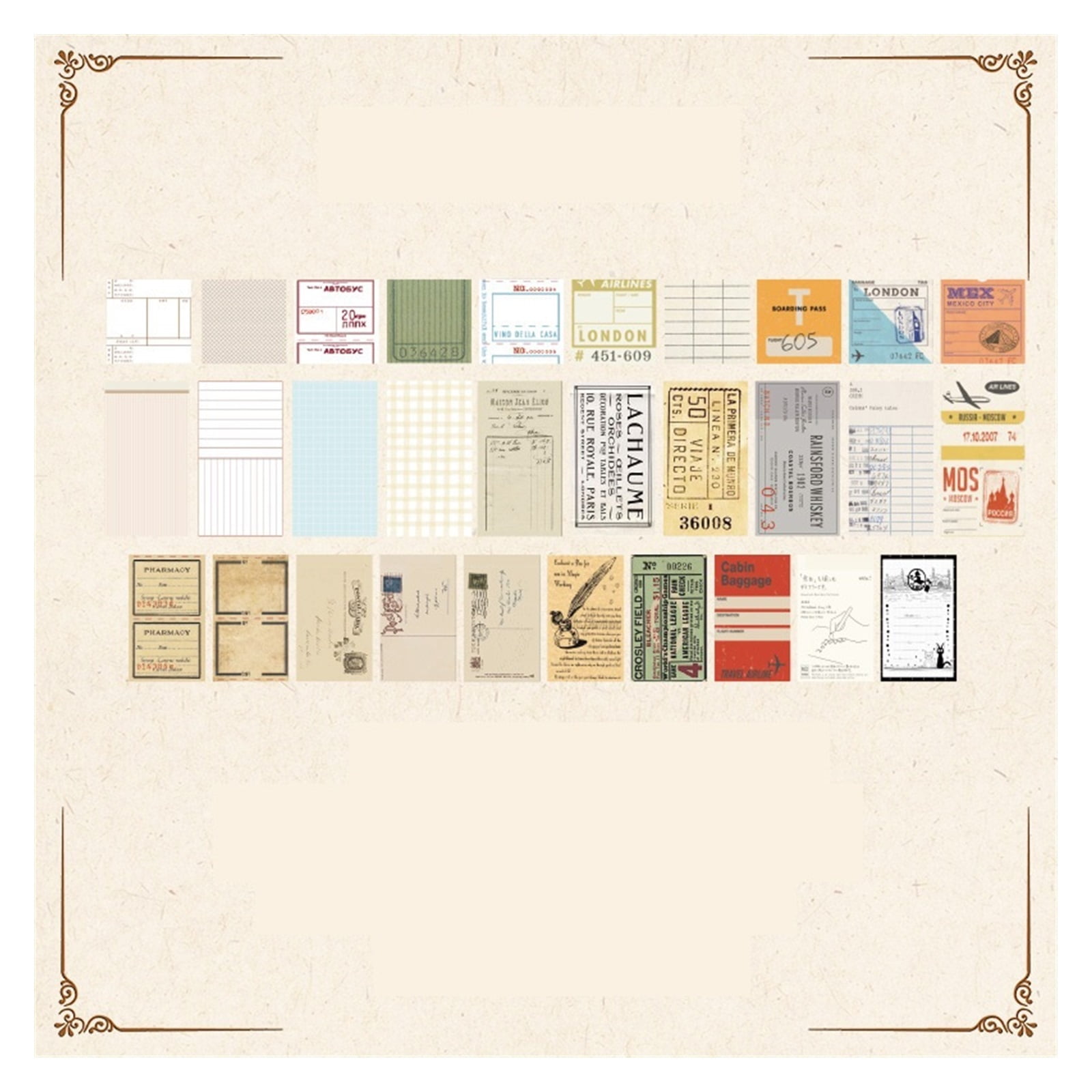 60 Pcs Vintage Material Paper Handbook Decorative Paper Creative ...