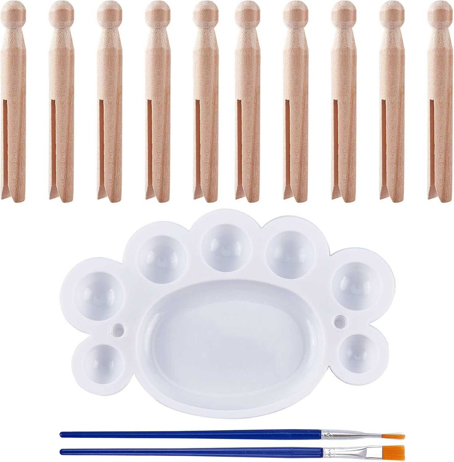 60 Pcs Wood Doll Pins Round Wooden Dolly Clothes Garment Pins Pegs Set ...