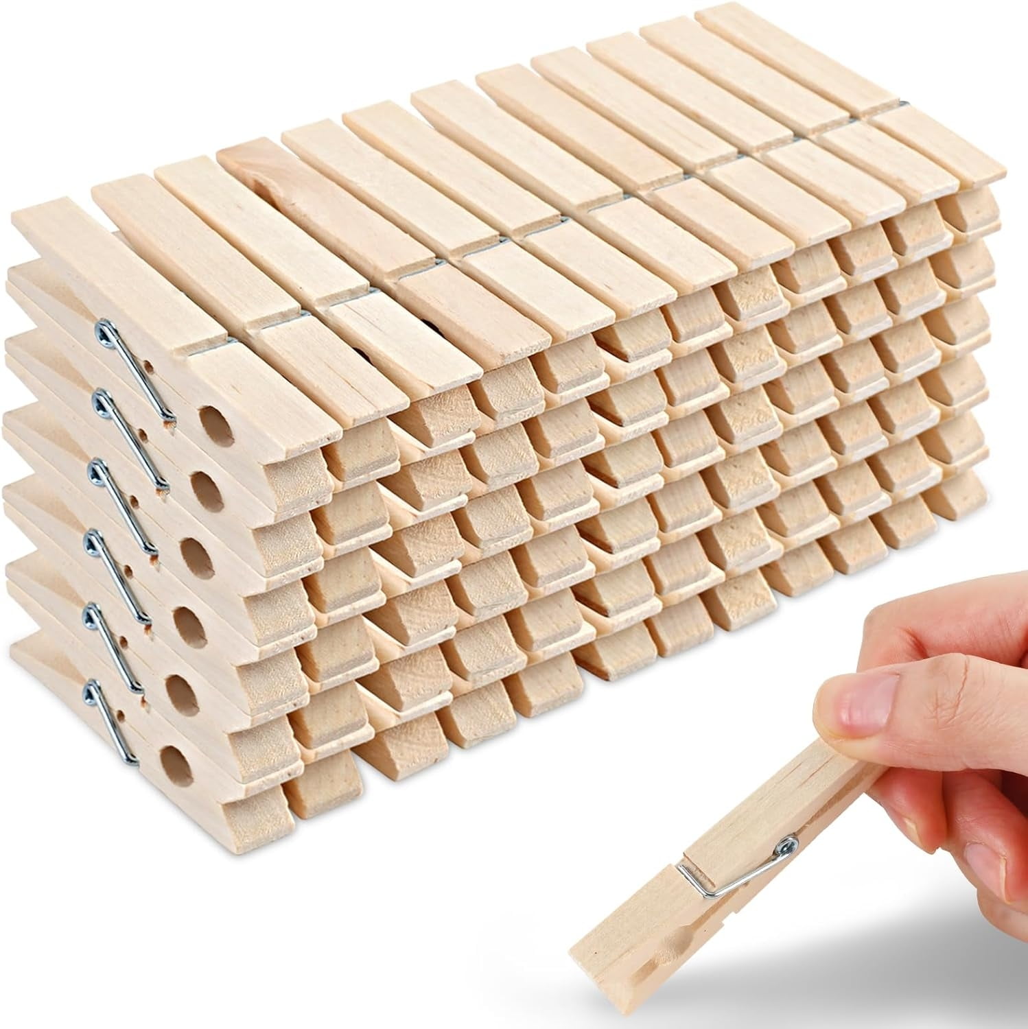 60 Pcs Wooden Clothes Pins, 2.9 Inch Clothes Pins for Hanging Clothes ...