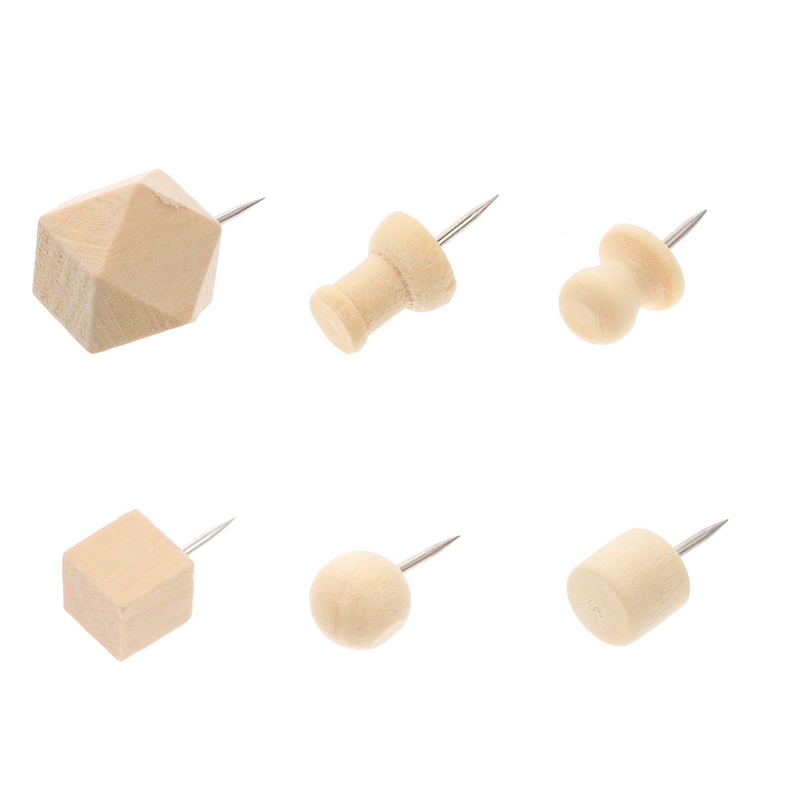 60 Pcs Wooden Push Pin Cork Board Log Iron Office - Walmart.com