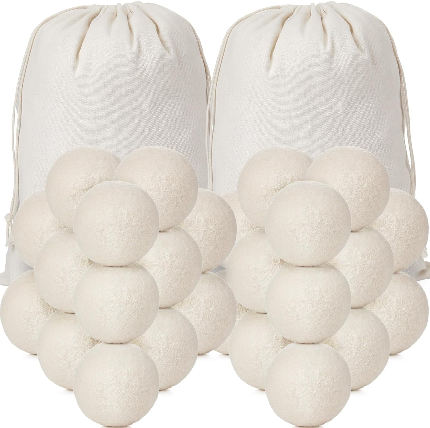 60 Pcs Wool Dryer Balls Set Reusable Laundry Wool Balls with Muslin ...