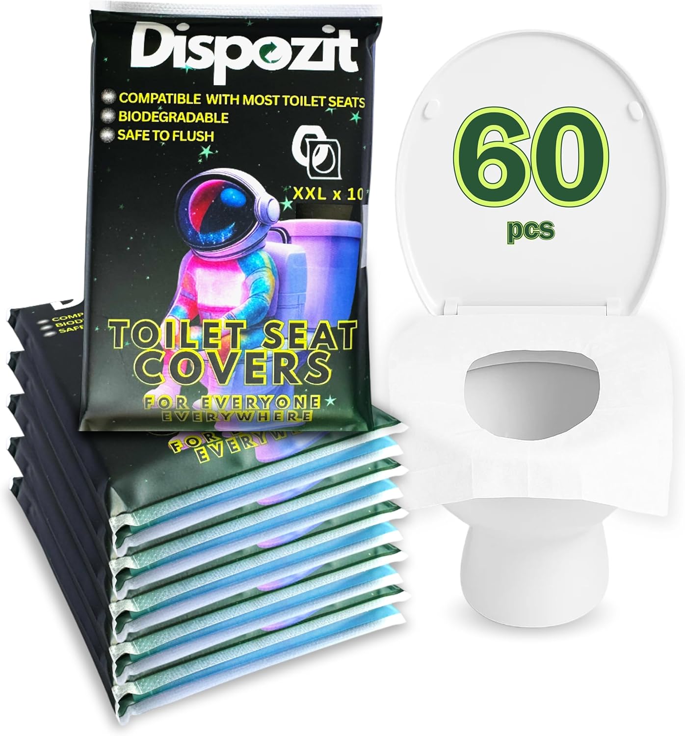 60 Pcs XL disposable flushable toilet seat covers 100% Biodegradable ...