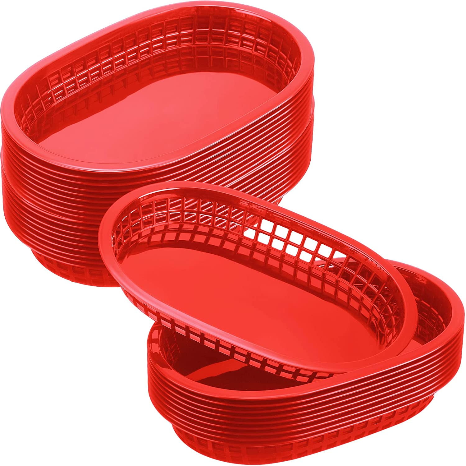 60 Pcs fast food basket for Serving 10.5" x 7" plastic Oval Retro ...