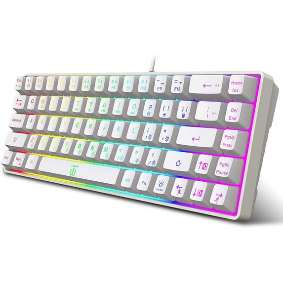 60% Percent Gaming Keyboard, Compact RGB Backlit Ergonomic Small Mini ...