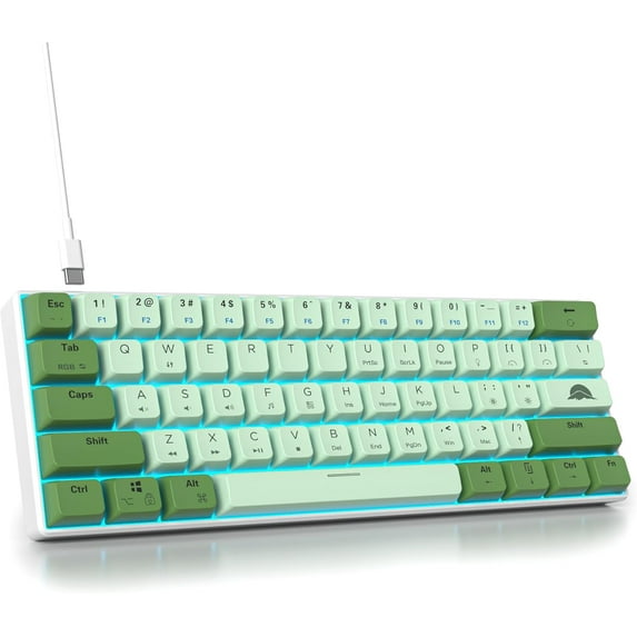 60 Percent Gaming Keyboard Green Matcha Keyboard 61 Wired Mechanical ...
