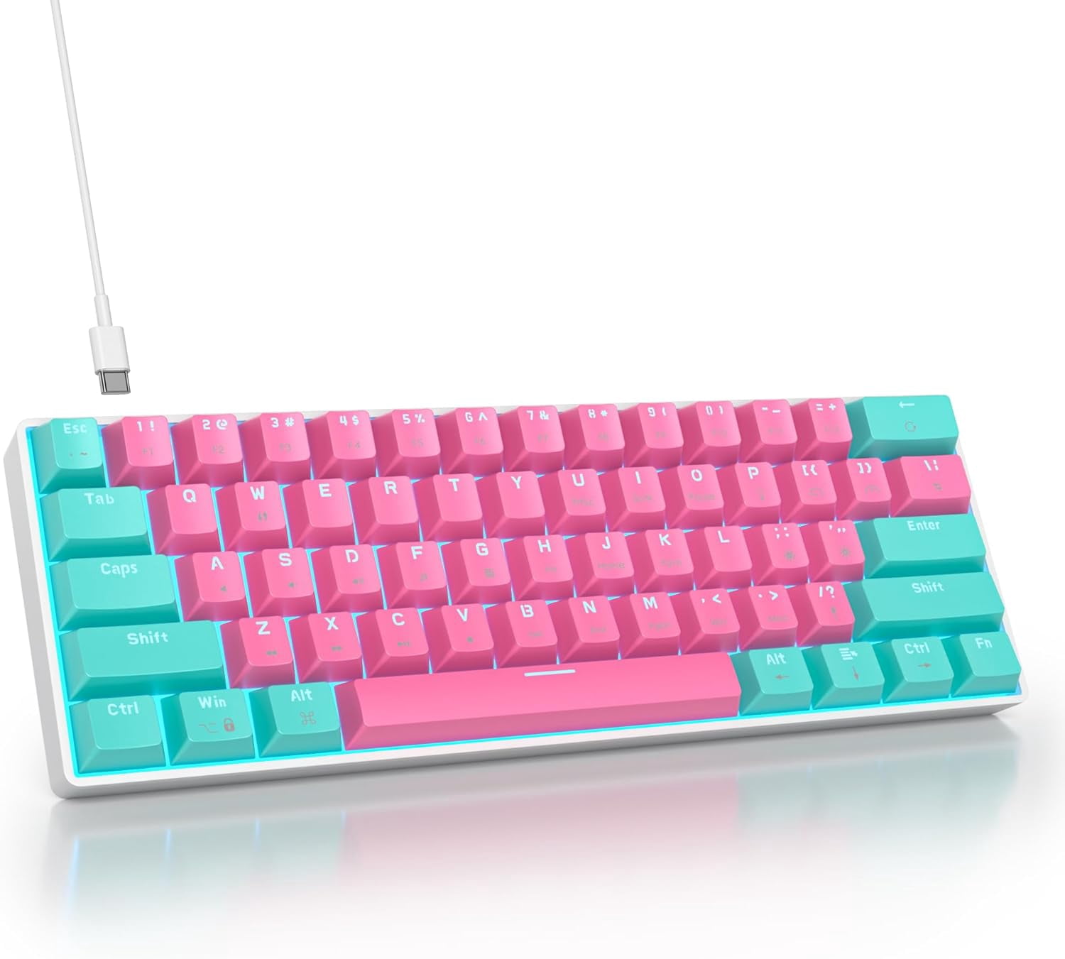 60 Percent Gaming Keyboard Mechanical with Linear Red , 60% Wired Ultra ...