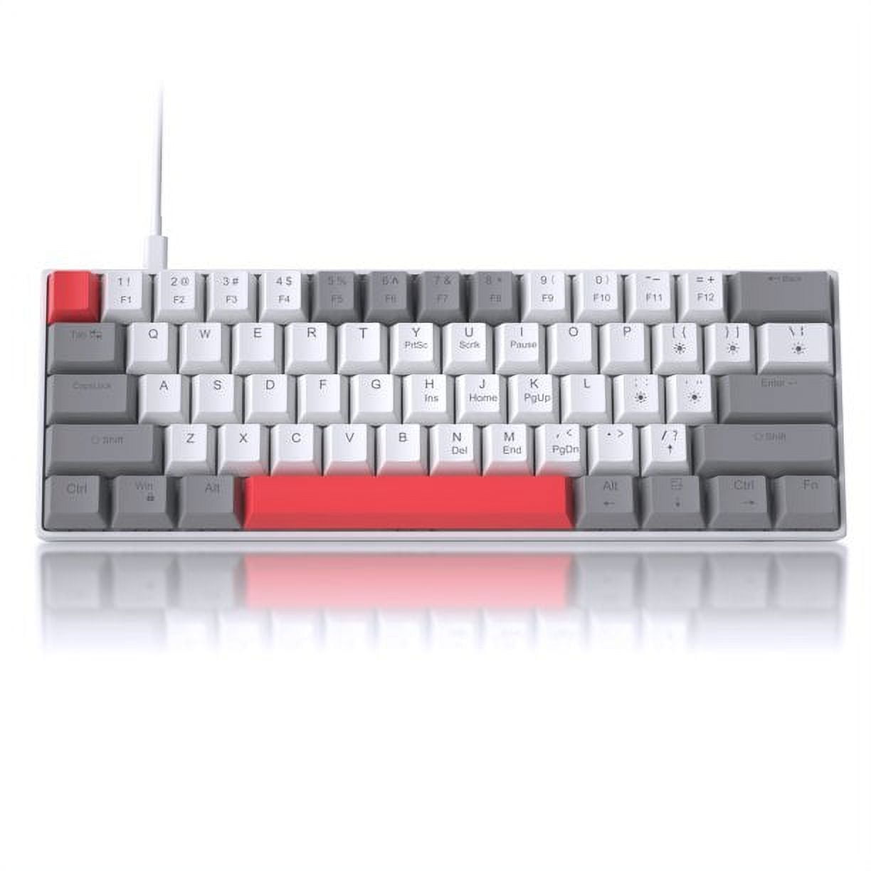 60 Percent Mechanical Gaming Keyboard, Red Gaming Keyboard with Red ...