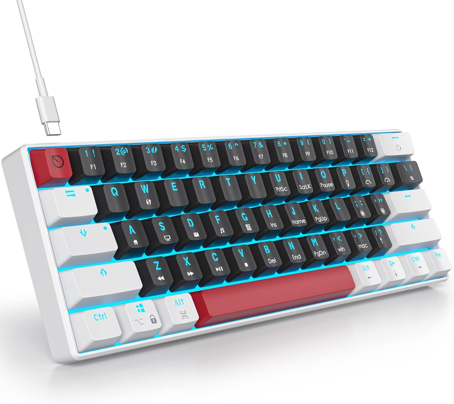 60 Percent Mechanical Keyboard Mini Gaming Keyboard 60% with Red Switch ...