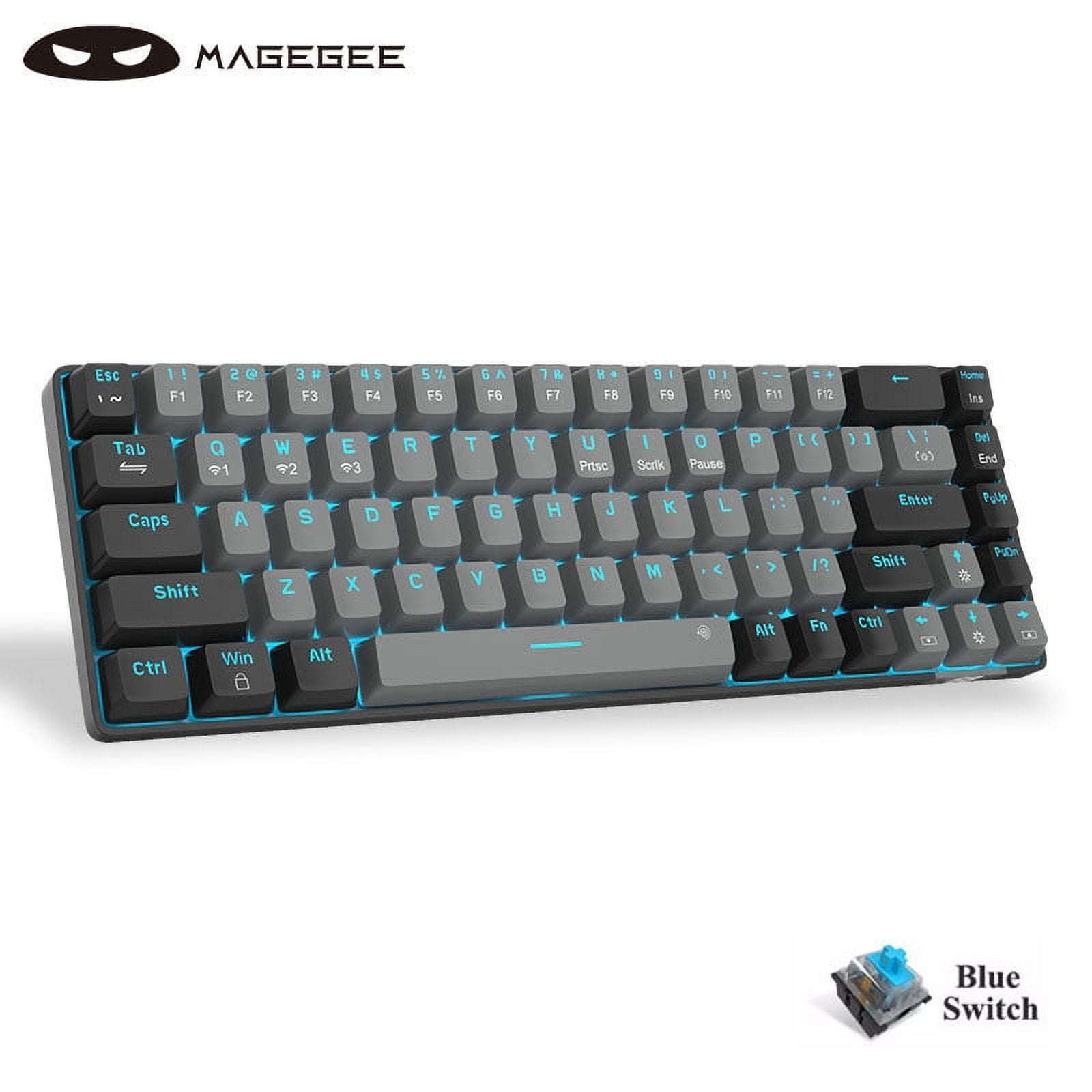 MageGee MK-Box 60% Gaming Keyboard, 68 Keys, Blue Switch, Ice Blue ...