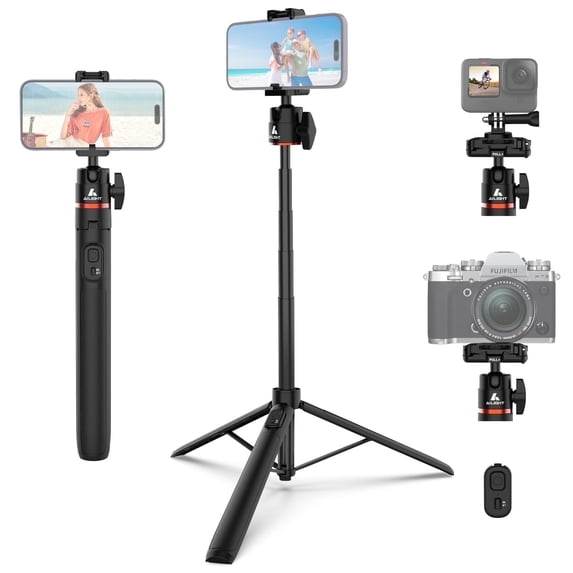 60" Phone Tripod with Remote, Portable Selfie Stick Tripod for iPhone ...