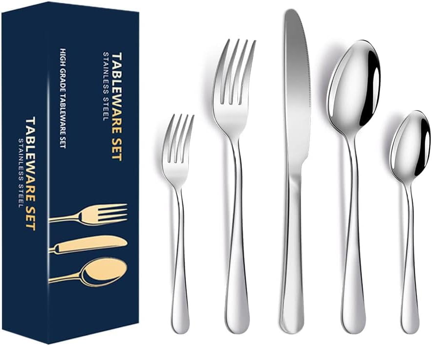 60 Piece Gold Silverware Set for 12 , Premium Flatware Cutlery Set ...