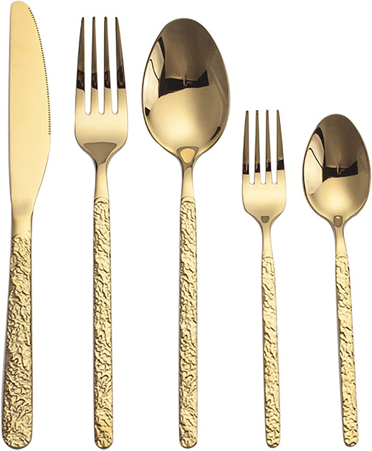 60 Piece Gold Silverware Set for 12 Stainless Steel Flatware Sets With ...