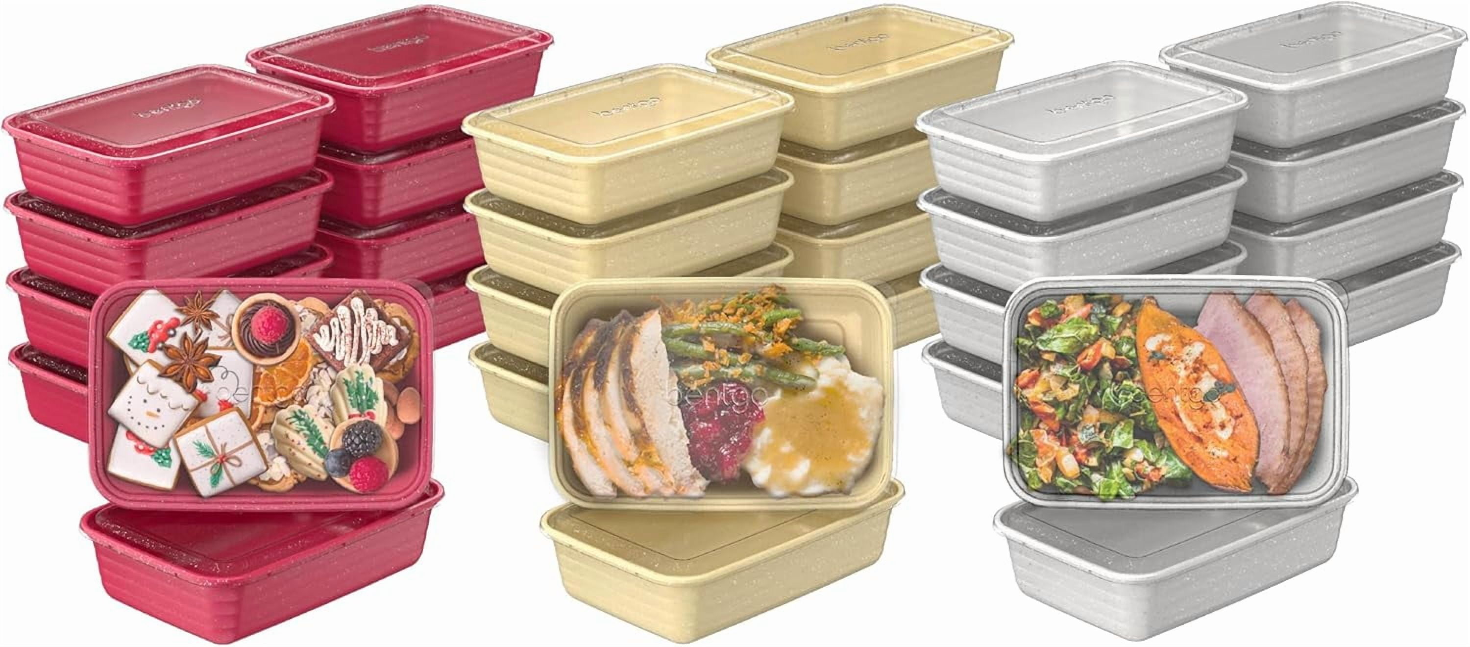 60-Piece Holiday Food Storage Set - 1-Compartment Meal Prep Containers ...