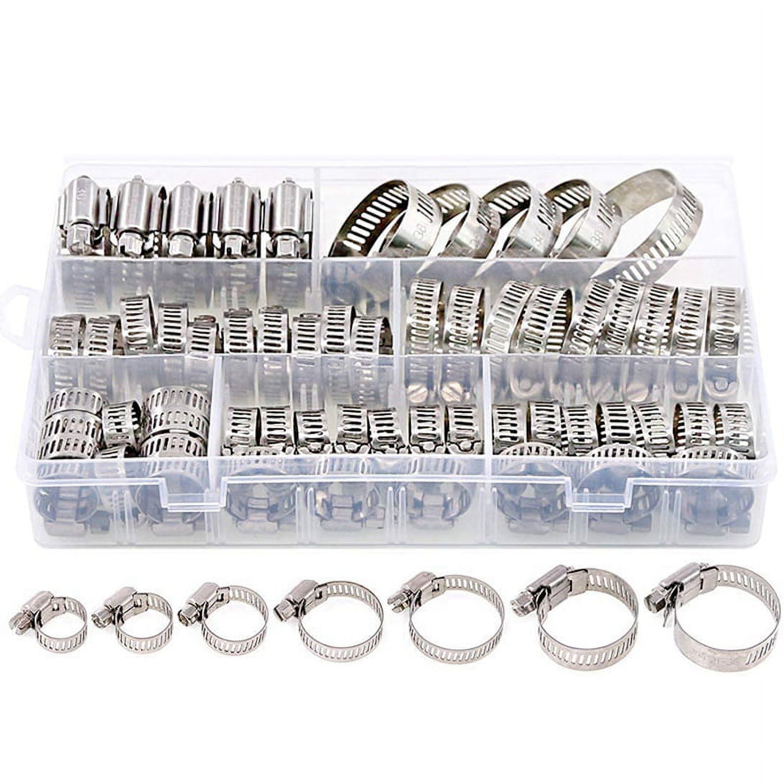 60-Piece Hose Clamp Set, 8-38 mm Pipe Clamps Made of 201 Stainless ...