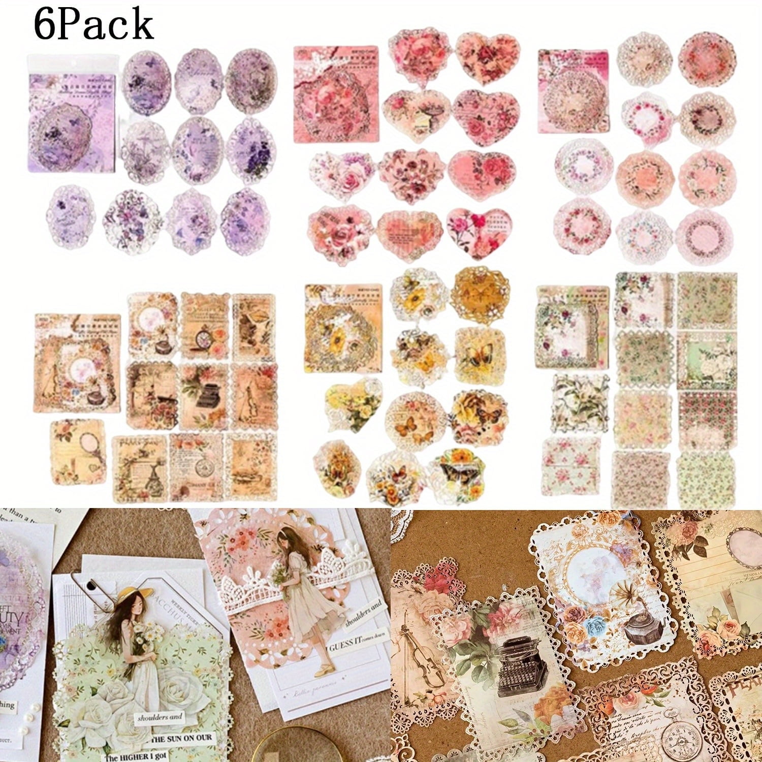 60-Piece Lace Edge Paper Set, Decorative Antique Cutouts for ...