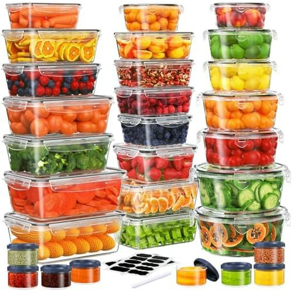 60-Piece Large Food Storage Containers Set - Leakproof, BPA-Free ...