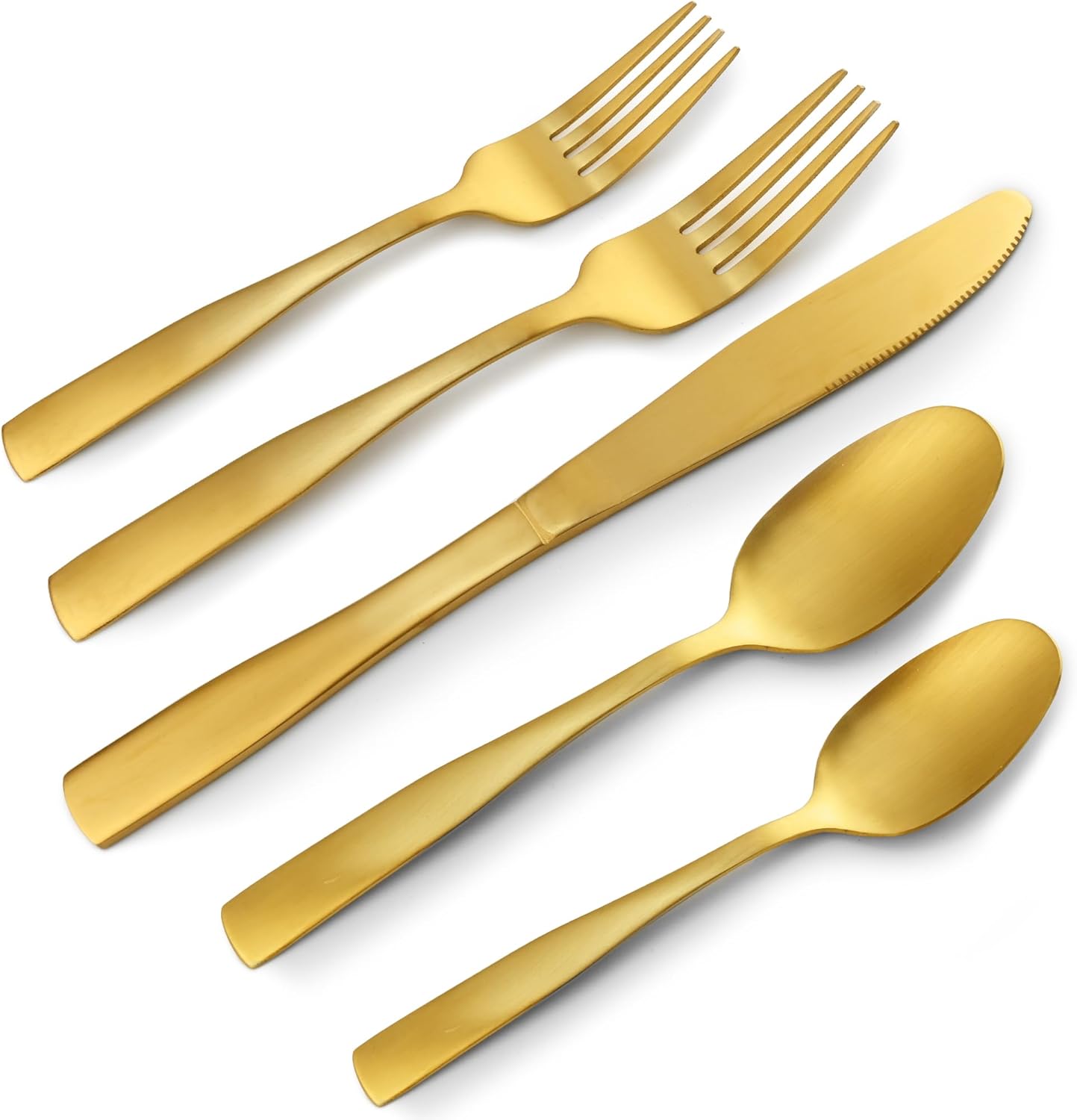 60-Piece Matte Gold Silverware Set for 12, 18/0 Stainless Steel Cutlery ...