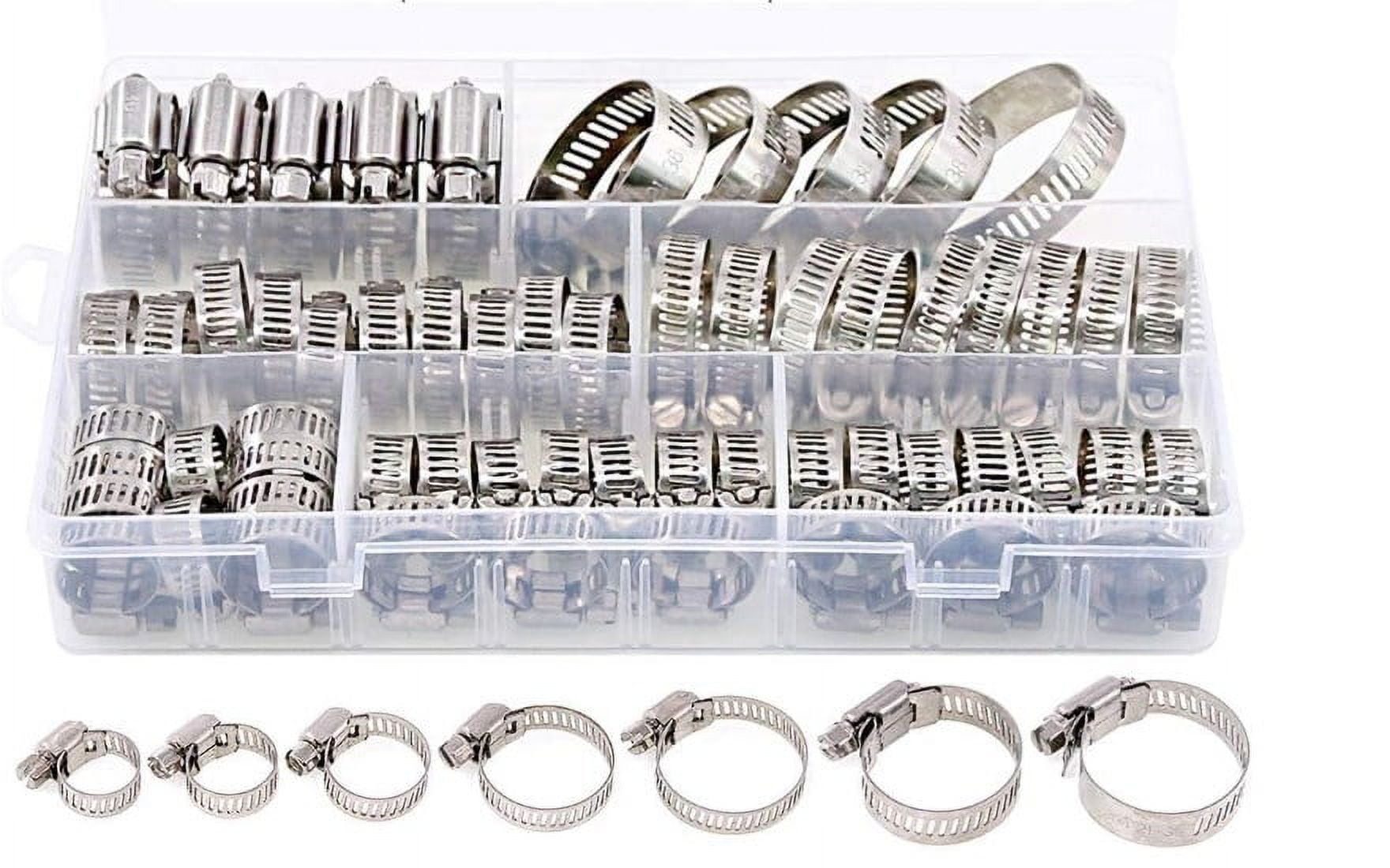 60-Piece Professional Hose Clamp Set, 8-38Mm Stainless Steel, 7 Sizes ...