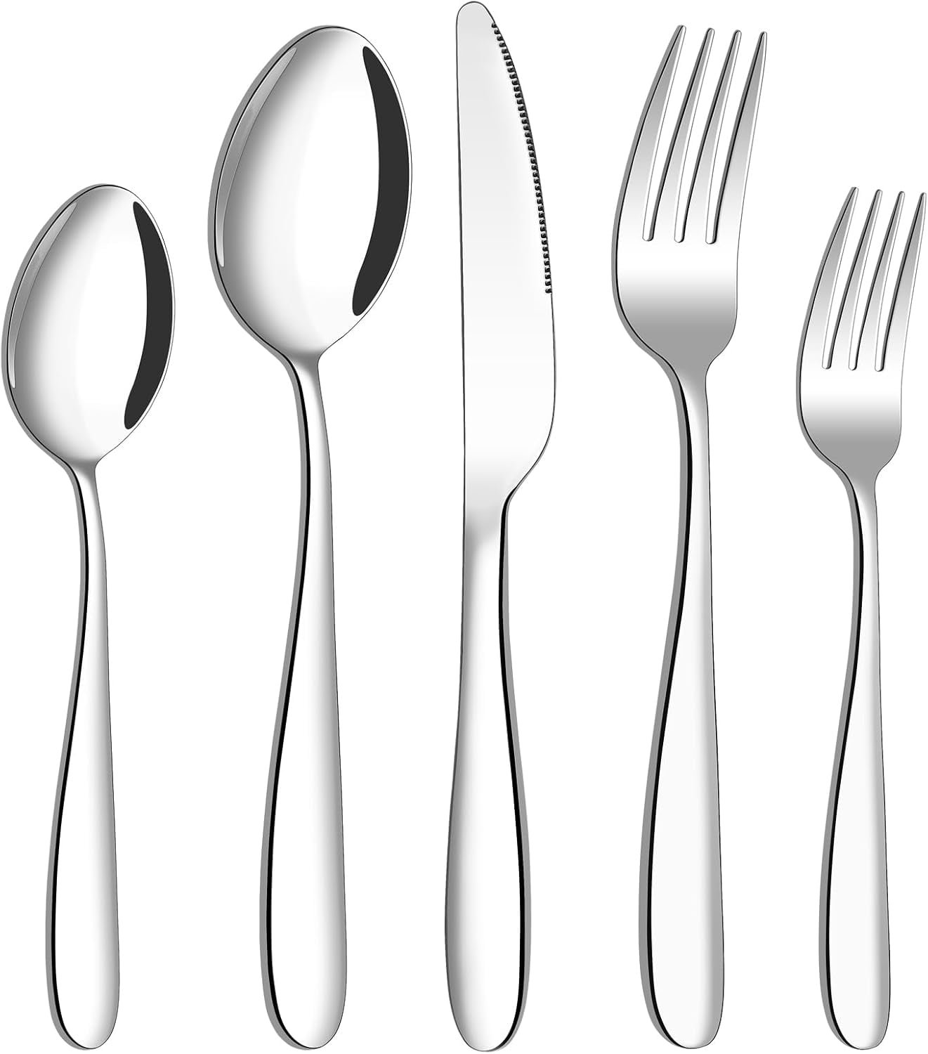 60 Piece Silverware Set for 12, Amafox Stainless Steel Flatware Set ...