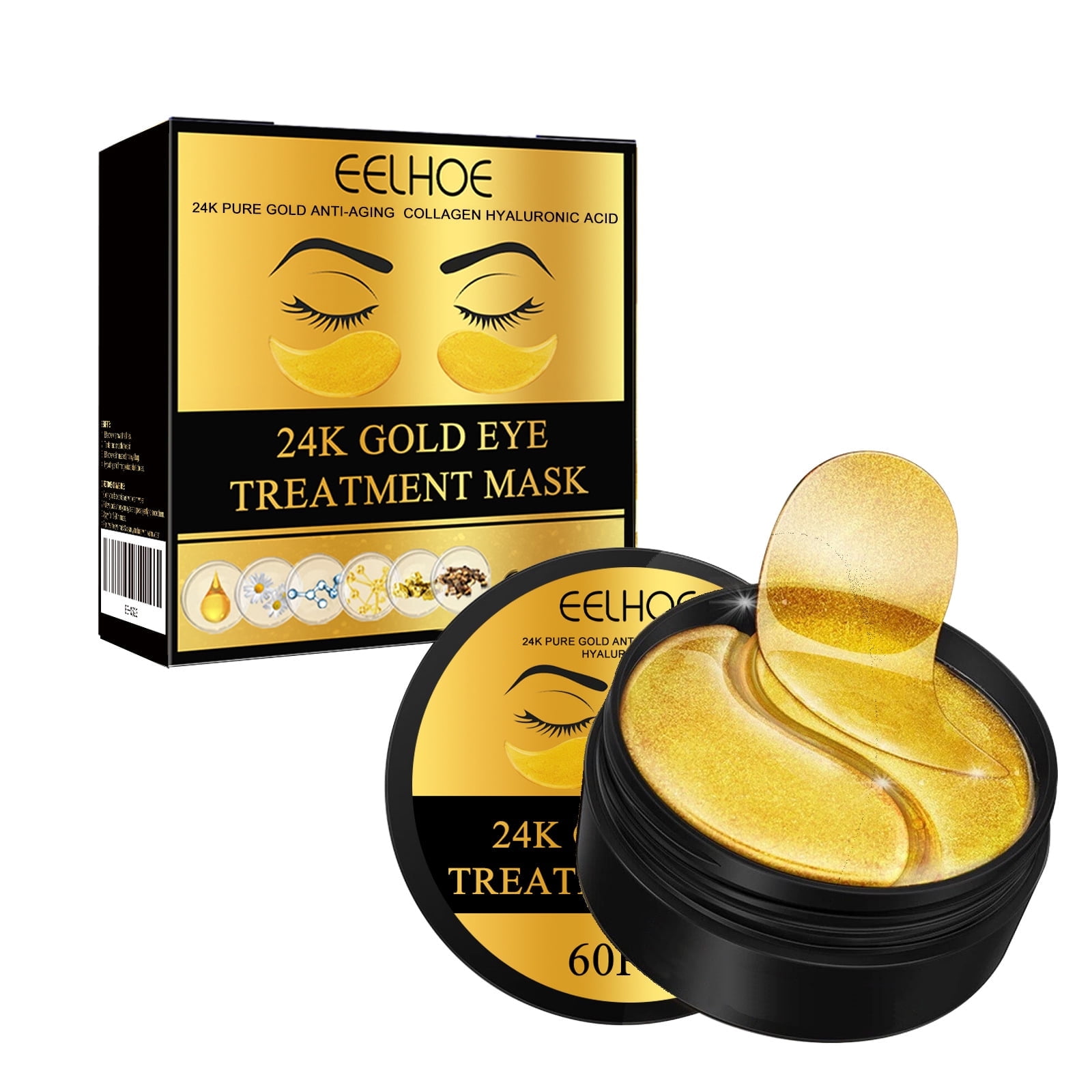 60 Pieces 24K Gold Under Eye Mask Treatment with Hyaluronic Acid ...