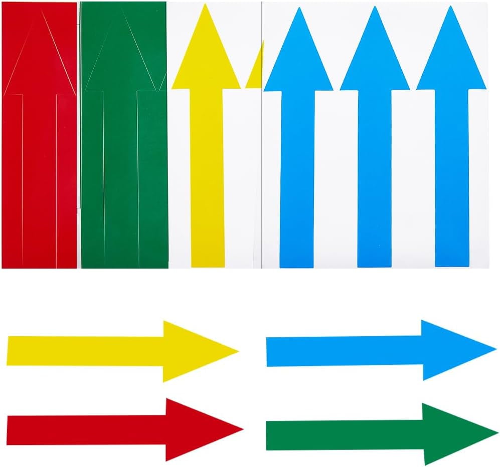 60 Pieces 4 Colors Arrow Floor Decals Stickers Removable Adhesive ...