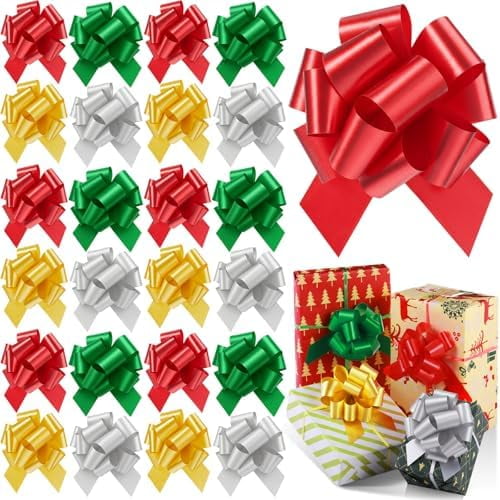 60 Pieces 5 Inch Christmas Pull Bows Bulk for Wrapping Gift Large Bow ...