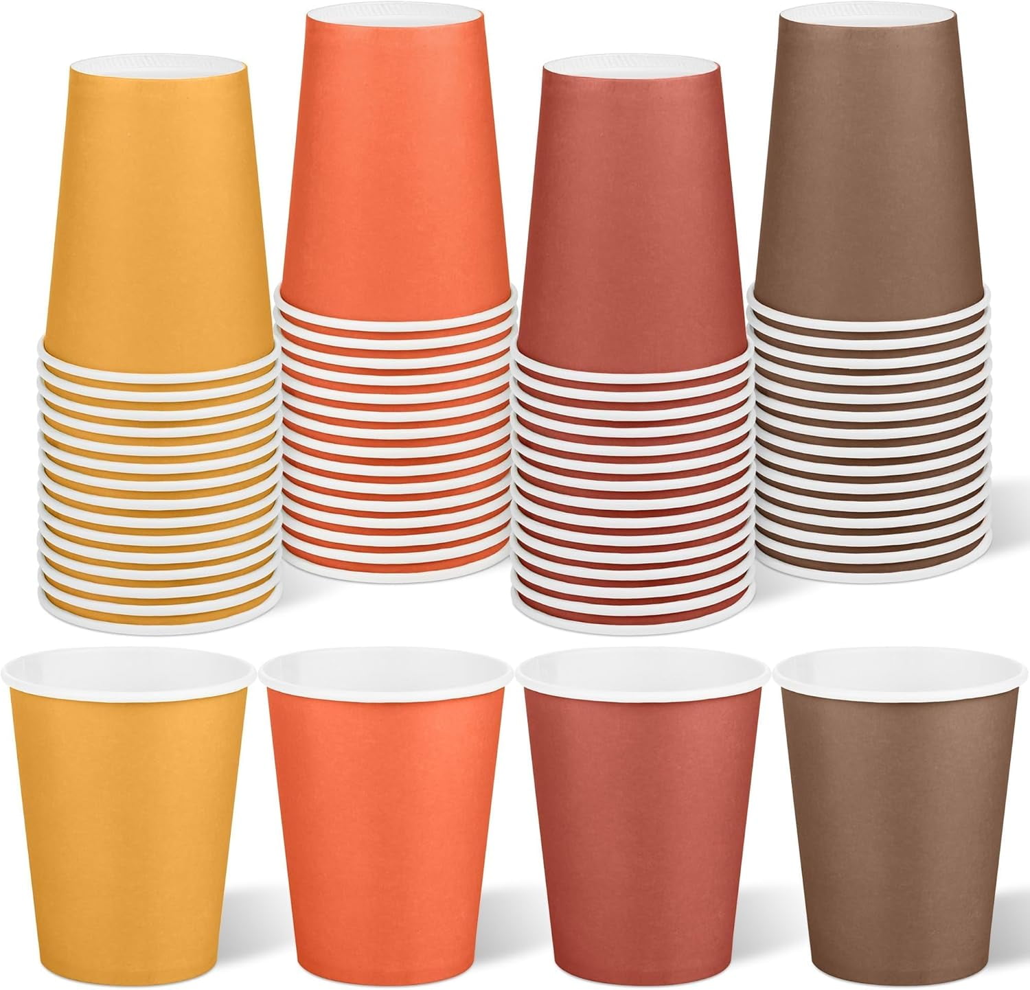 60 Pieces 9 Ounce Disposable Paper Cups Autumn Color Party Cups ...