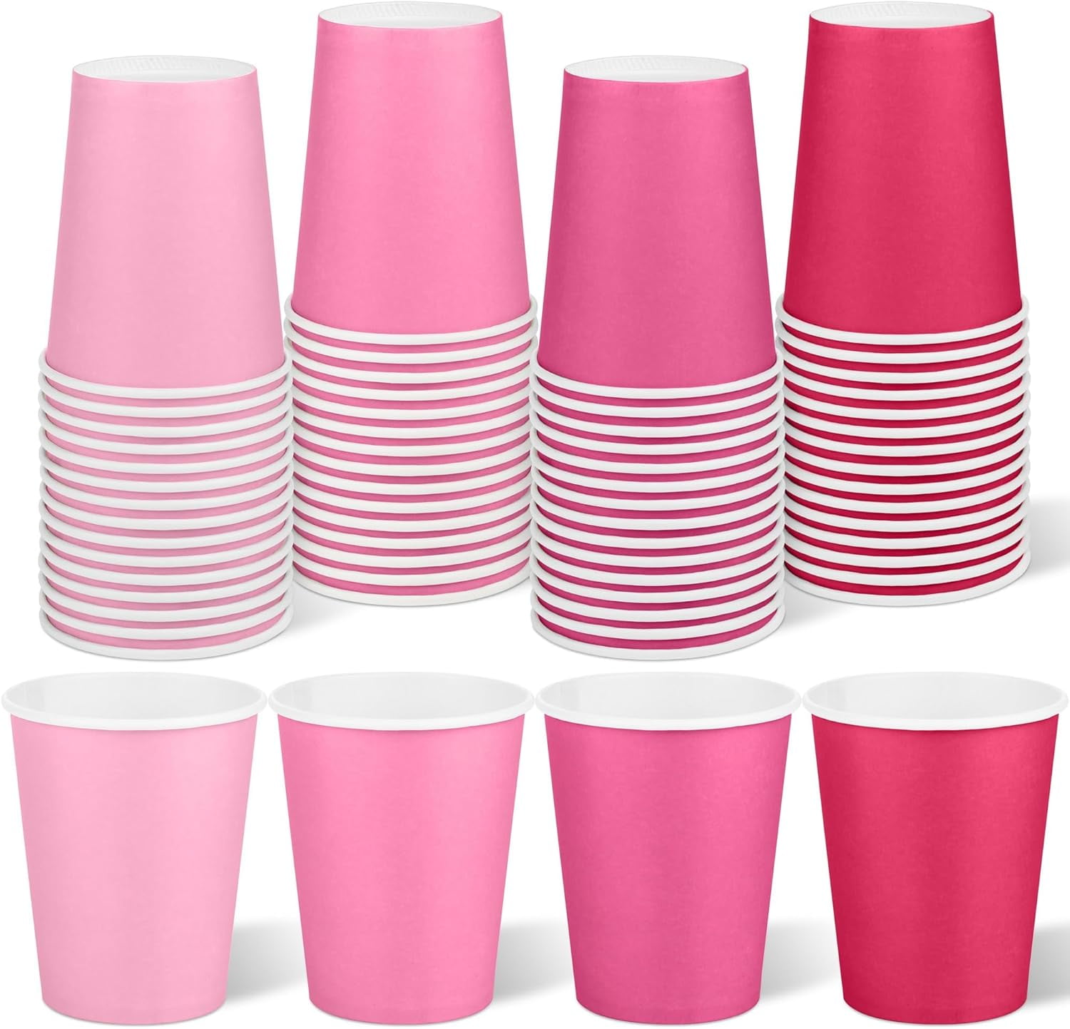 60 Pieces 9 Ounce Pink Paper Cups Gradient Color Disposable Coffee ...