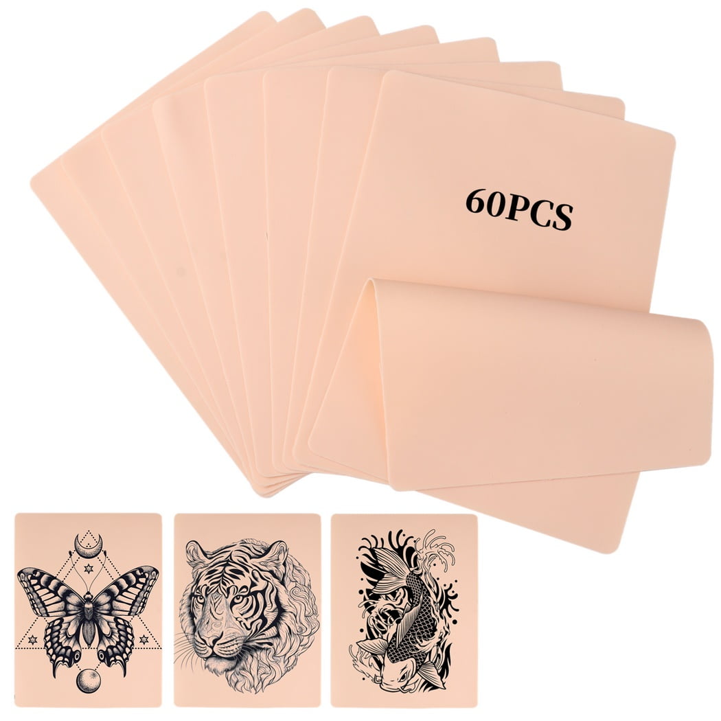 60 Pieces Blank Tattoo Practice Skins, Soft Silicone Tattooing Practice ...