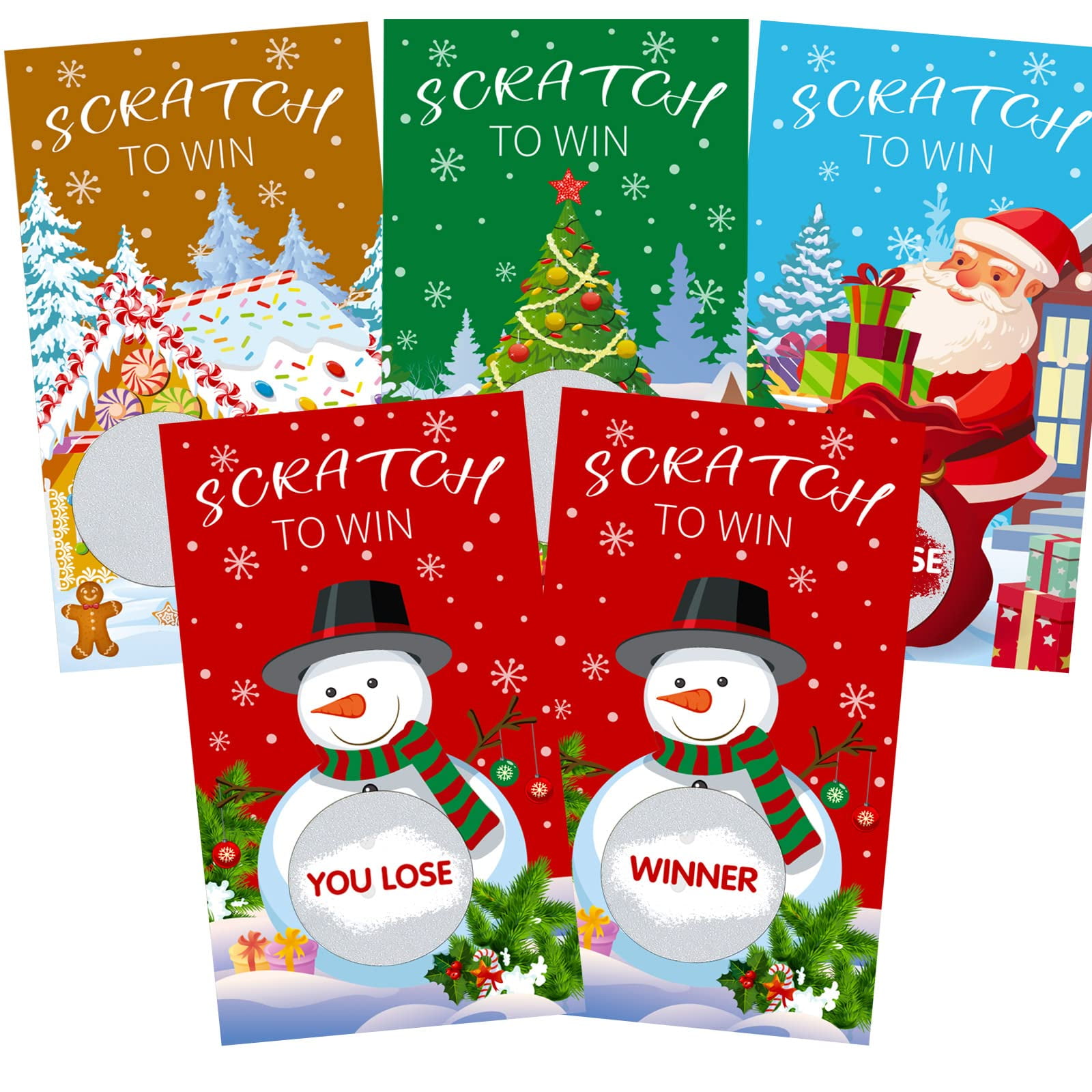 60 Pieces Christmas Scratch YPF5 Off Cards Xmas Party Scratch Games ...