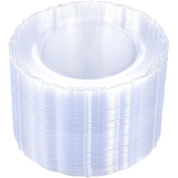 60 Pieces Clear Plastic Plates, 10 Inch Durable Disposable Dinner ...